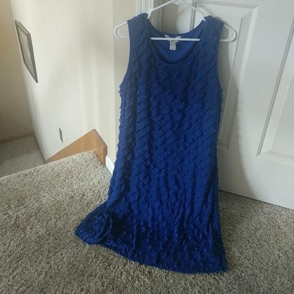 Christopher & Banks | Dresses | Womans Glitter Blue Cocktail Dress ...
